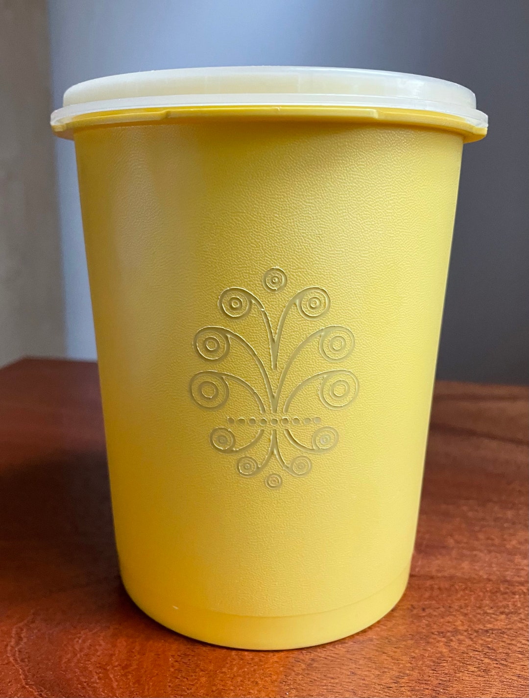 Vintage Servalier Tupperware // Golden Canister With Fleur De Lis and ...