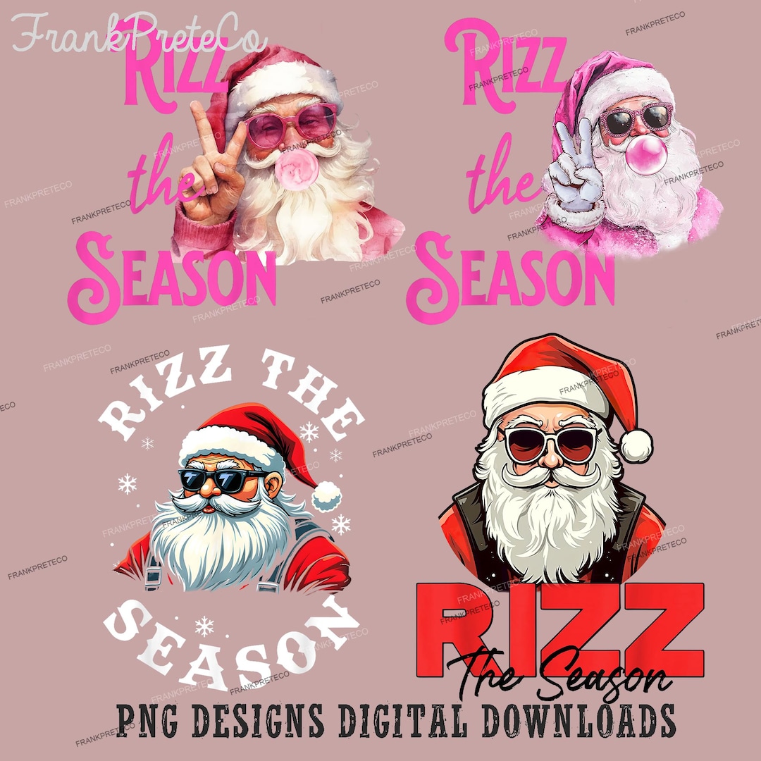 4+ Rizz the Season Png Bundle, Punk Rock Retro, Funny Santa Clause ...