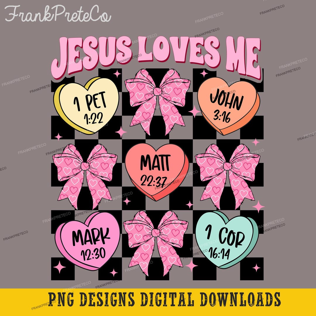 Checkered Jesus Loves Me Valentine Png, Christian Valentines Png, Loved ...