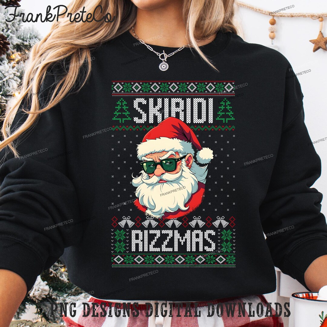 Skibidi Rizzmas Png, Ugly Sweater Christmas, Merry Rizzmas Png, Santa ...