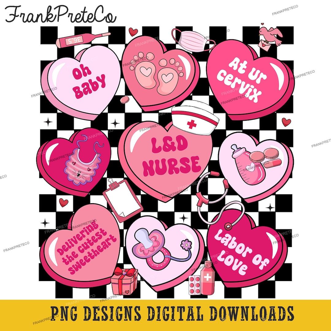 Checkered Labor & Delivery Valentines Day Png, L and D Nurse, Mother ...