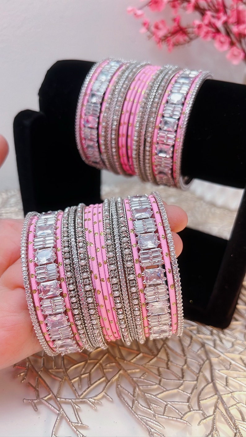 Pink Bangles Set Size 2x6, 2x8 Indian Jewelry Indian Choorhiyaan South ...
