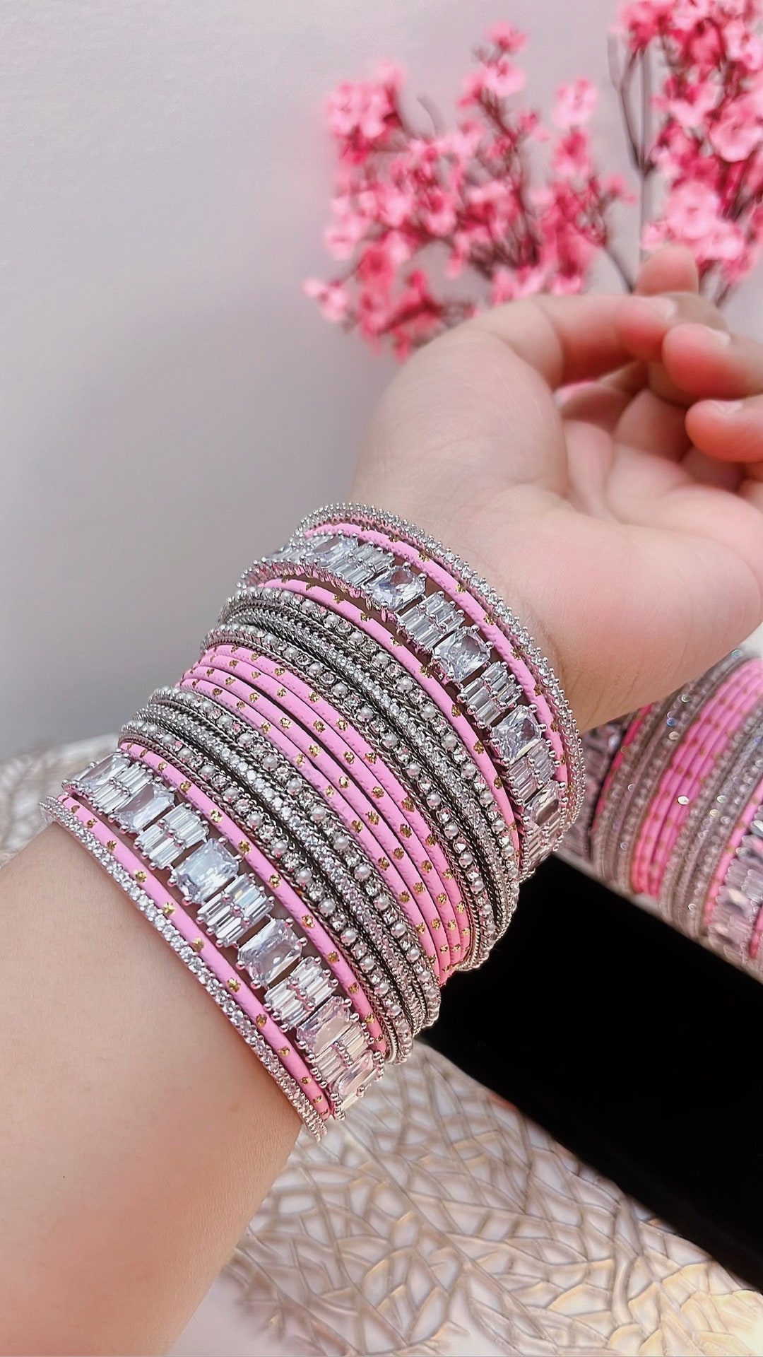 Pink Bangles Set Size 2x6, 2x8 | Indian Jewelry | Indian Choorhiyaan ...