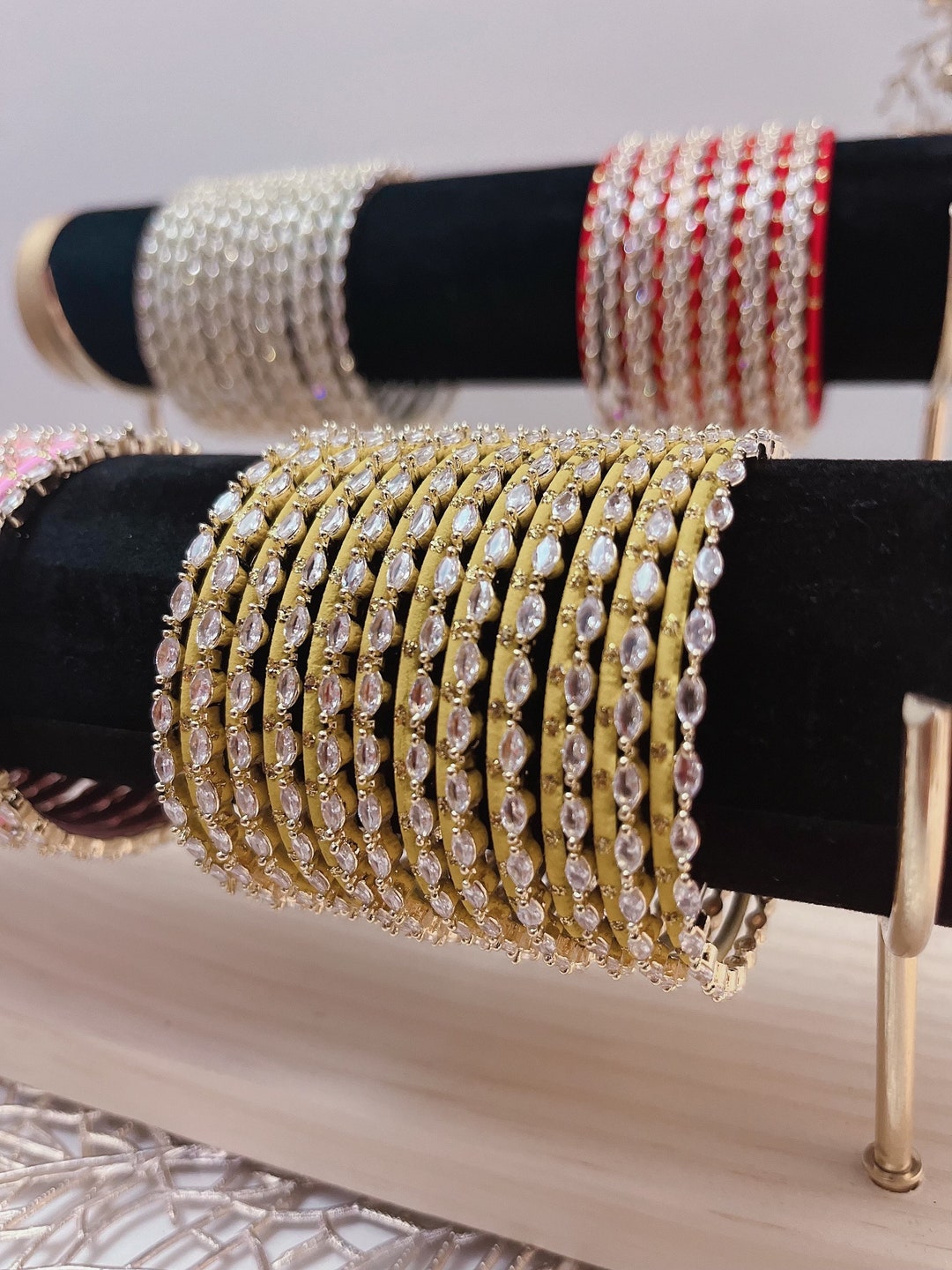 Yellow Bangles Set | Yellow Indian Bangles - Indian Jewelry | Indian ...