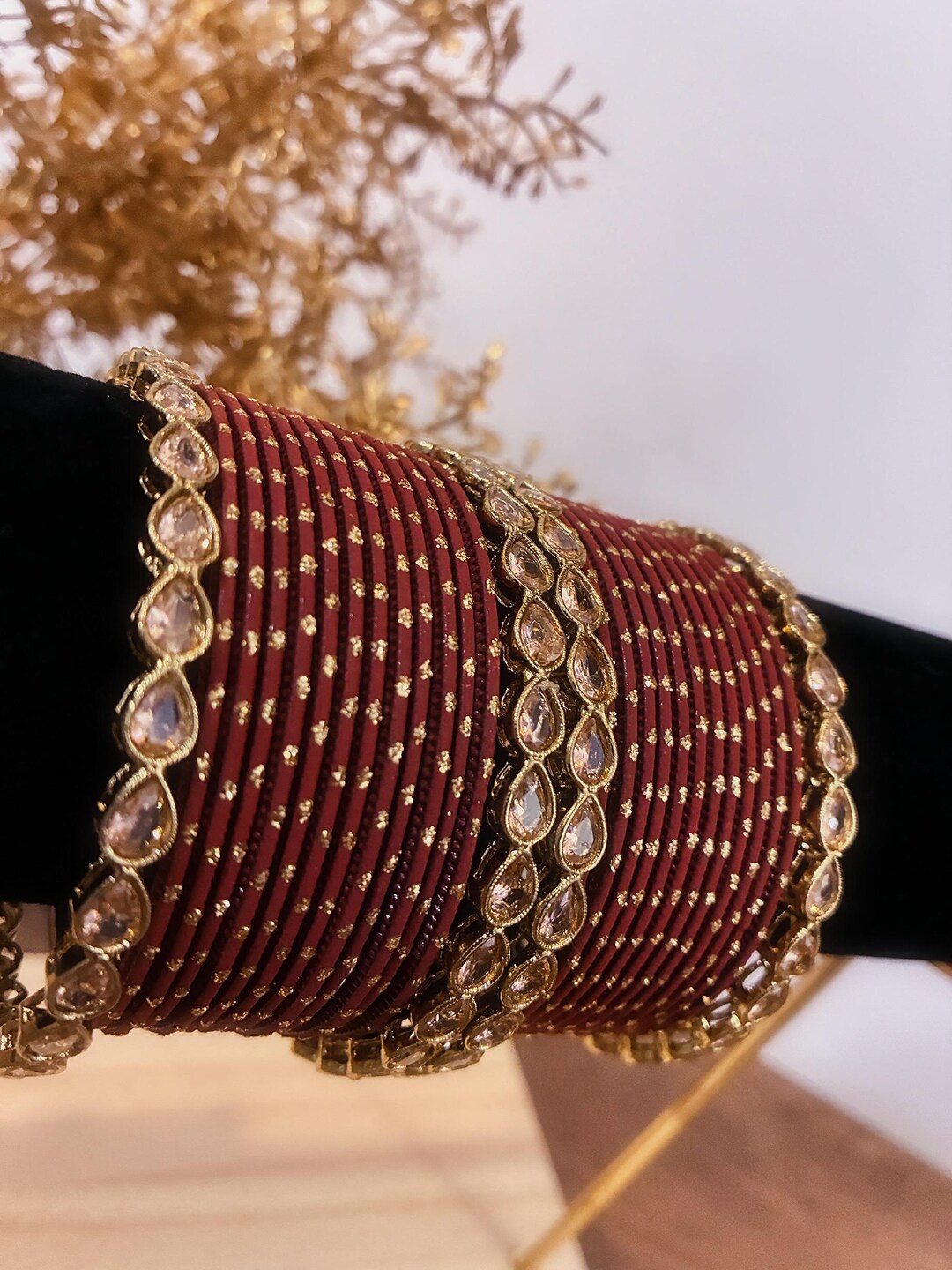 Burgundy Matte Bangles Set: Indian Jewelry, Metal Choorhiyaan - Etsy