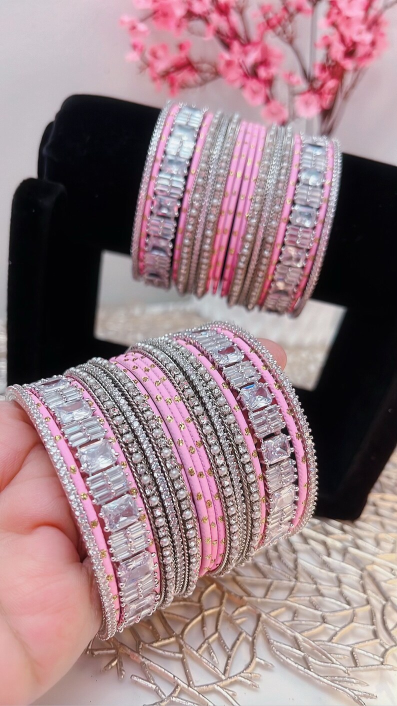 Pink Bangles Set Size 2x6, 2x8 Indian Jewelry Indian Choorhiyaan South ...