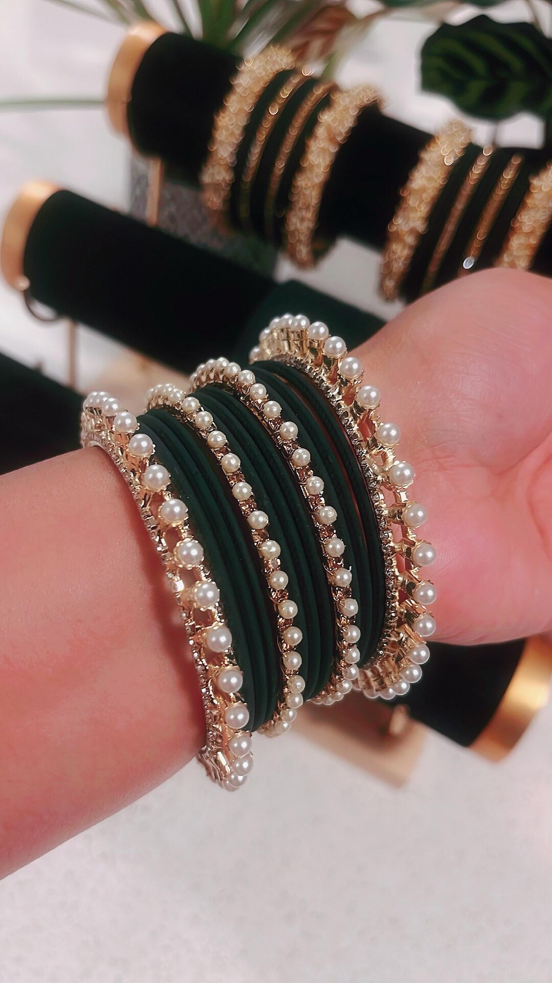 Dark Green Indian Bangle Set: Matte Metal Choorhiyaan - Etsy