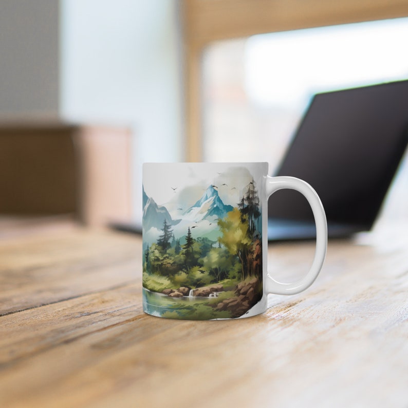 Chic Line Art Landscape Mug | Stylish Minimalism for Your Brew - Etsy