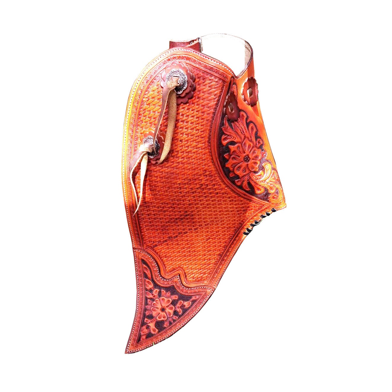 Western Tapaderos, Stirrups, Saddle Hand Floral Tooled Sewn Leather ...