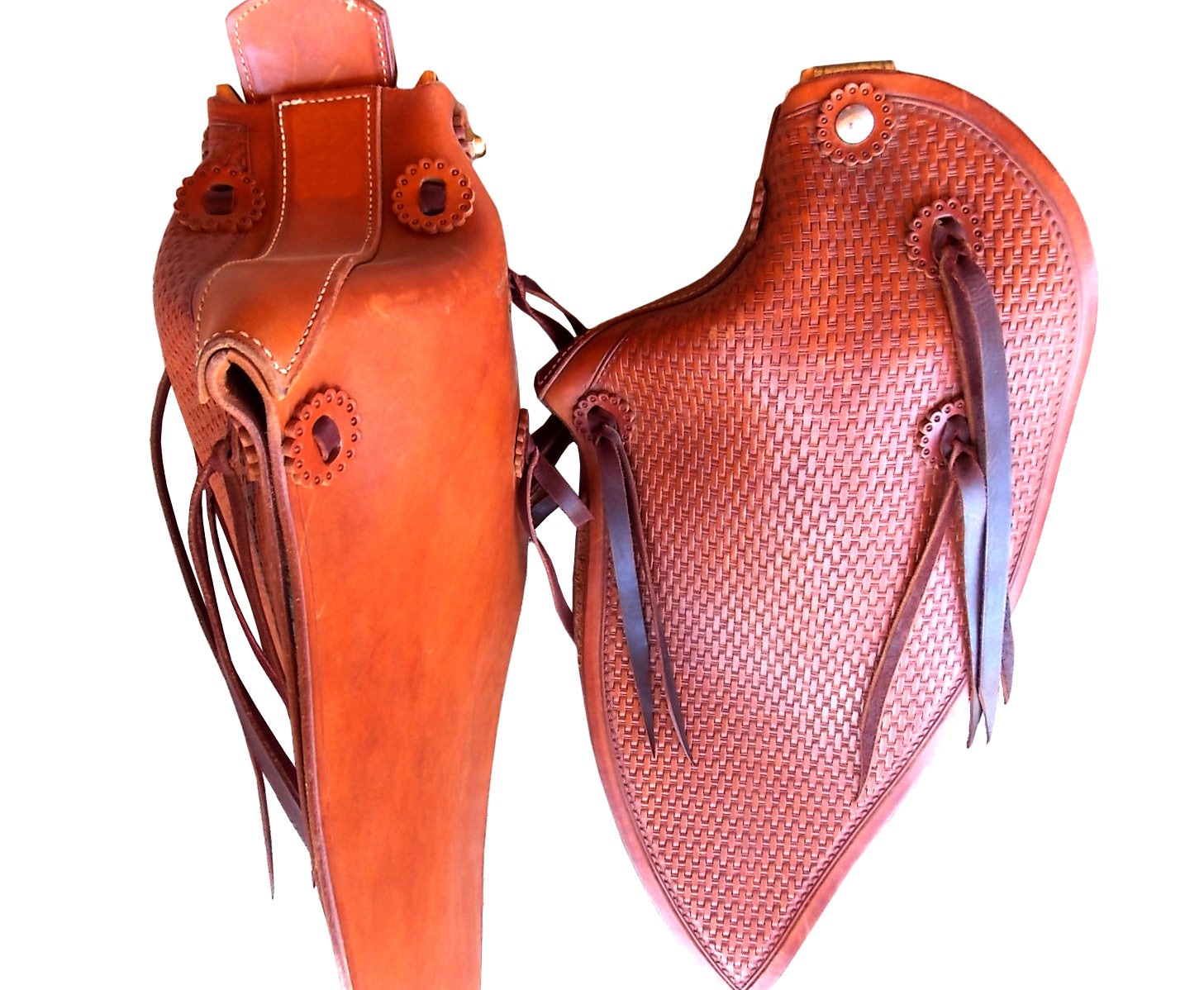 Western Tapaderos, Stirrups, Saddle Hand Floral Tooled Sewn Leather ...