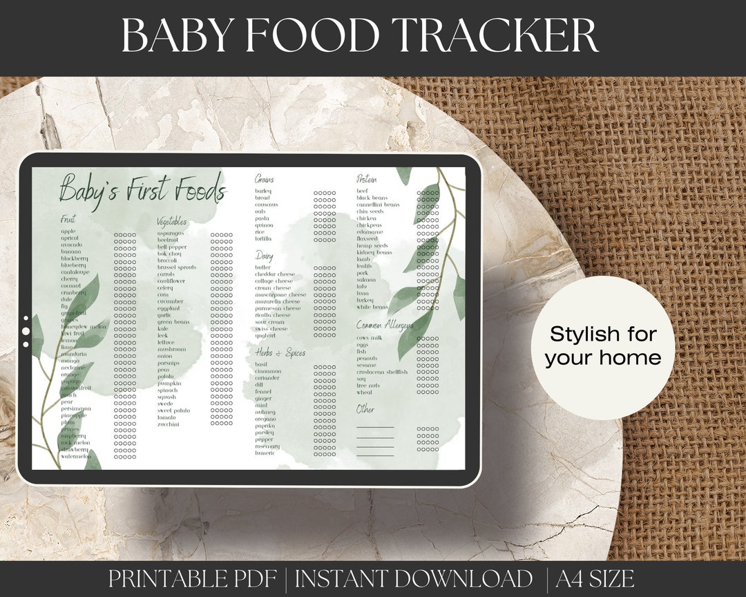Baby Food Tracker, Printable Baby Food Chart, Baby First Food, Food ...