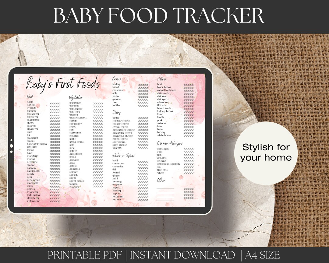 Baby Food Tracker, Printable Baby Food Chart, Baby First Food, Food ...