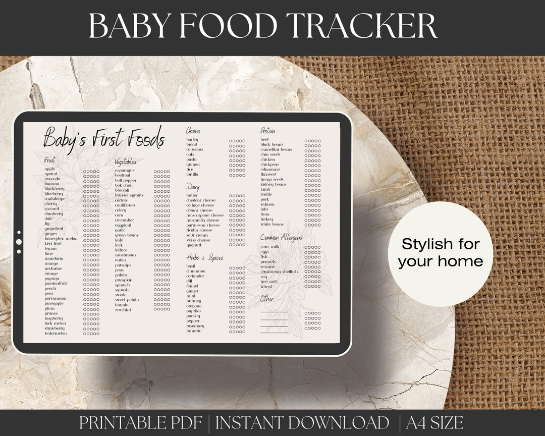 Baby Food Tracker, Printable Baby Food Chart, Baby First Food, Food ...