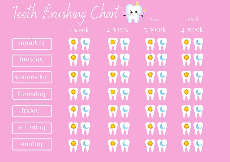 Printable Teeth Brushing Chart Brush Your Teeth Boho Tooth Chart Kids ...