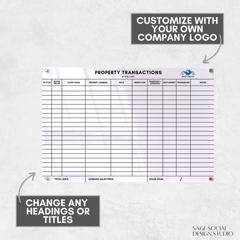 Real Estate Transaction Tracker | Acrylic Sales Revenue Board ...