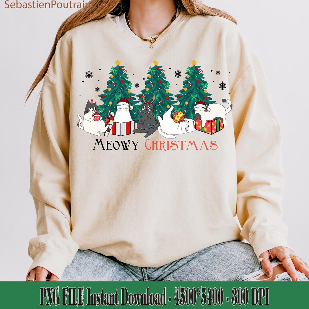 Cat Christmas Png, Merry Meowmas Png, Cat Lover Png, Cat Png, Meowy ...