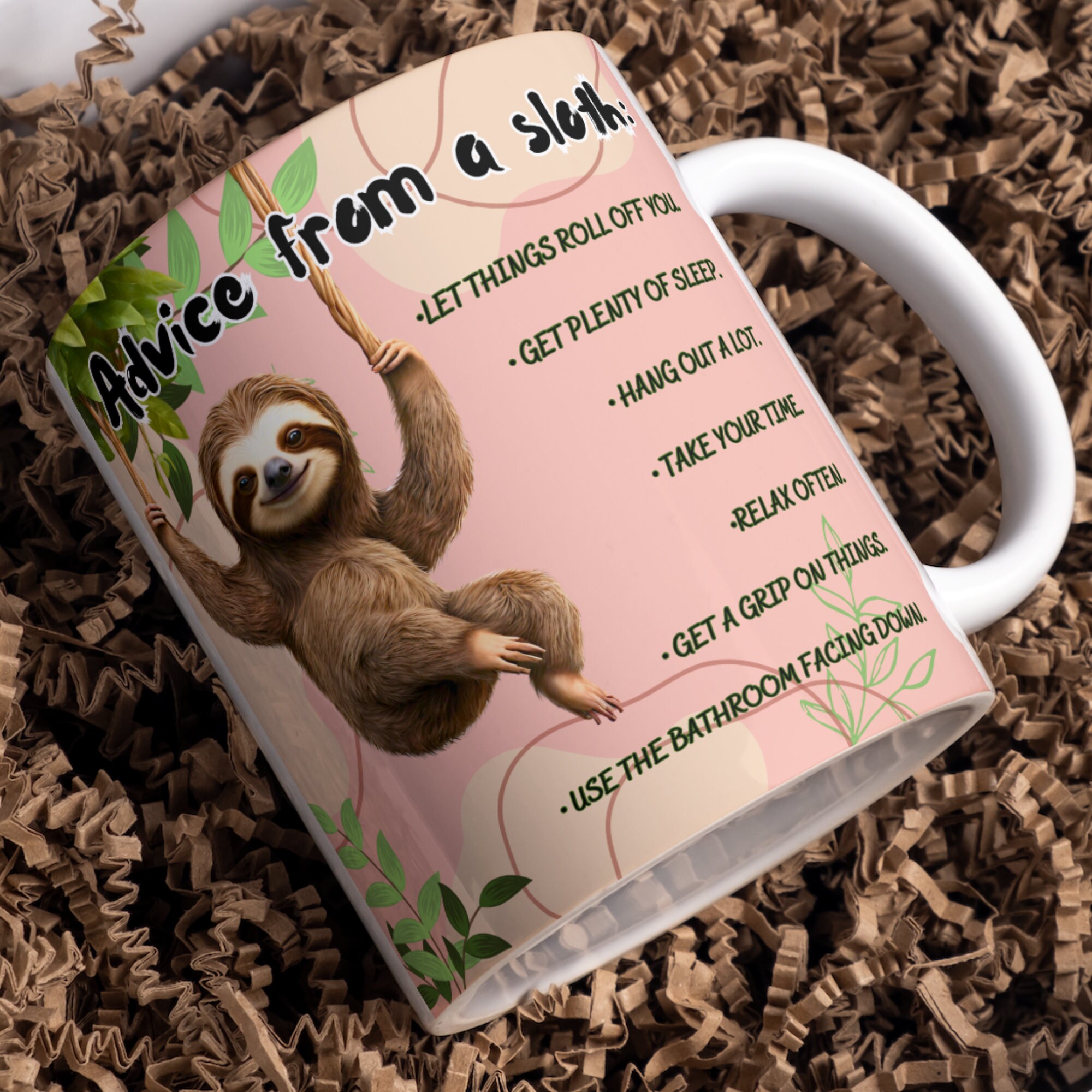 Sloth Mug Png Sublimation Designs, Daily Affirmation Mug Wrap, Mug ...