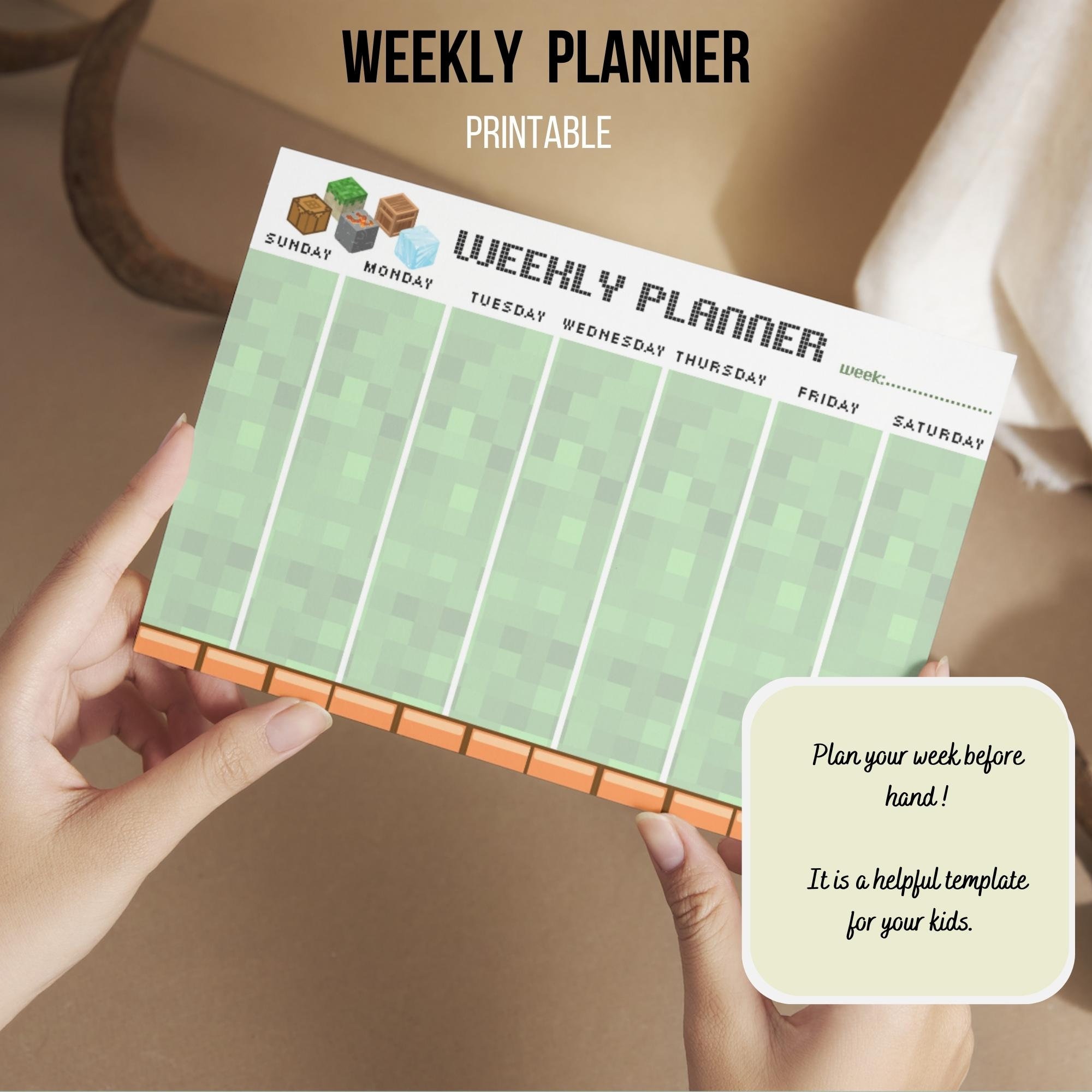 Minecraft Planner, Weekly Planner, Homeschool Planner, Daily Routine ...