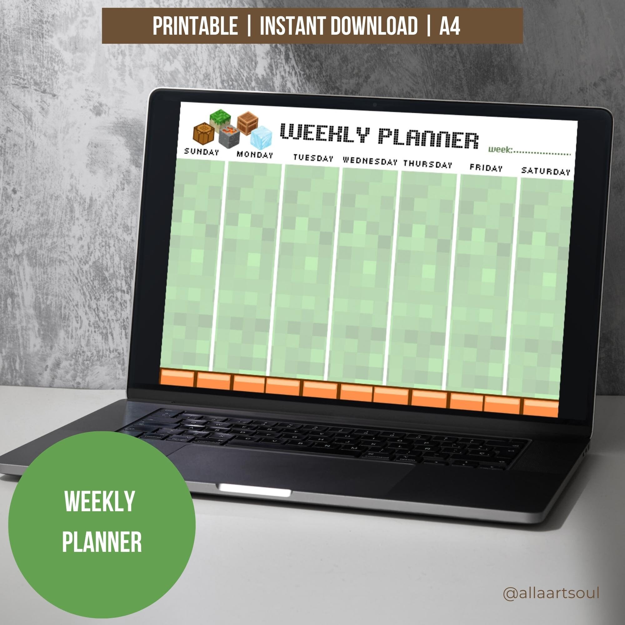 Minecraft Planner, Weekly Planner, Homeschool Planner, Daily Routine ...
