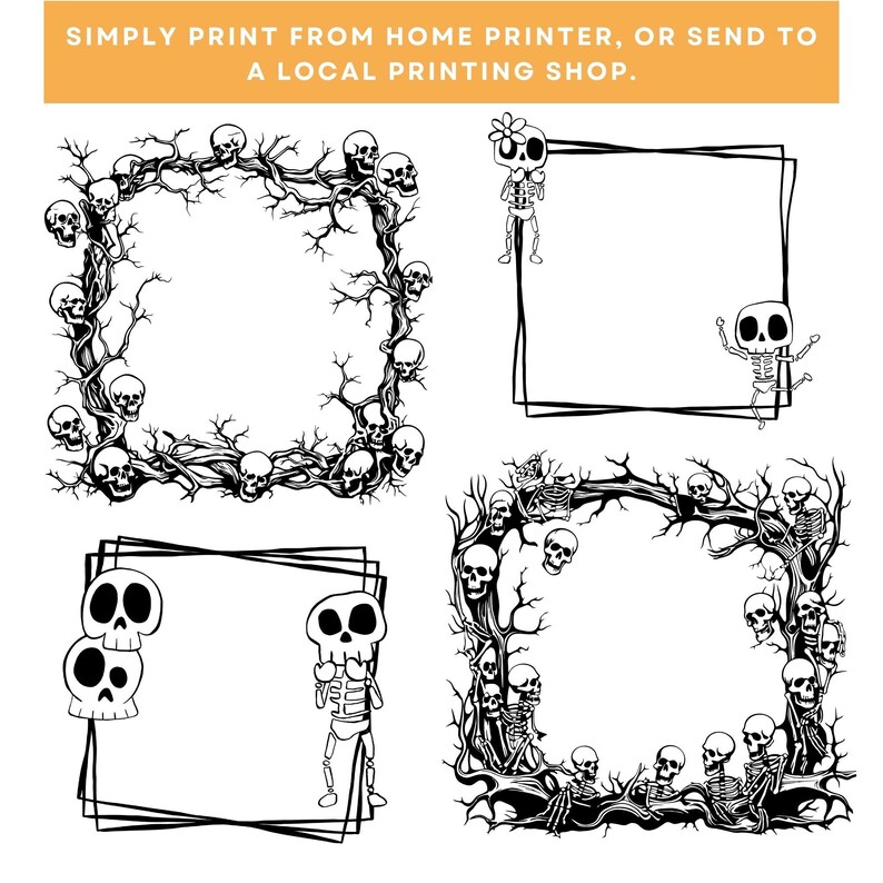 Halloween Skeleton Frames Svg, Black Picture Frames, Circuit Cut Files ...