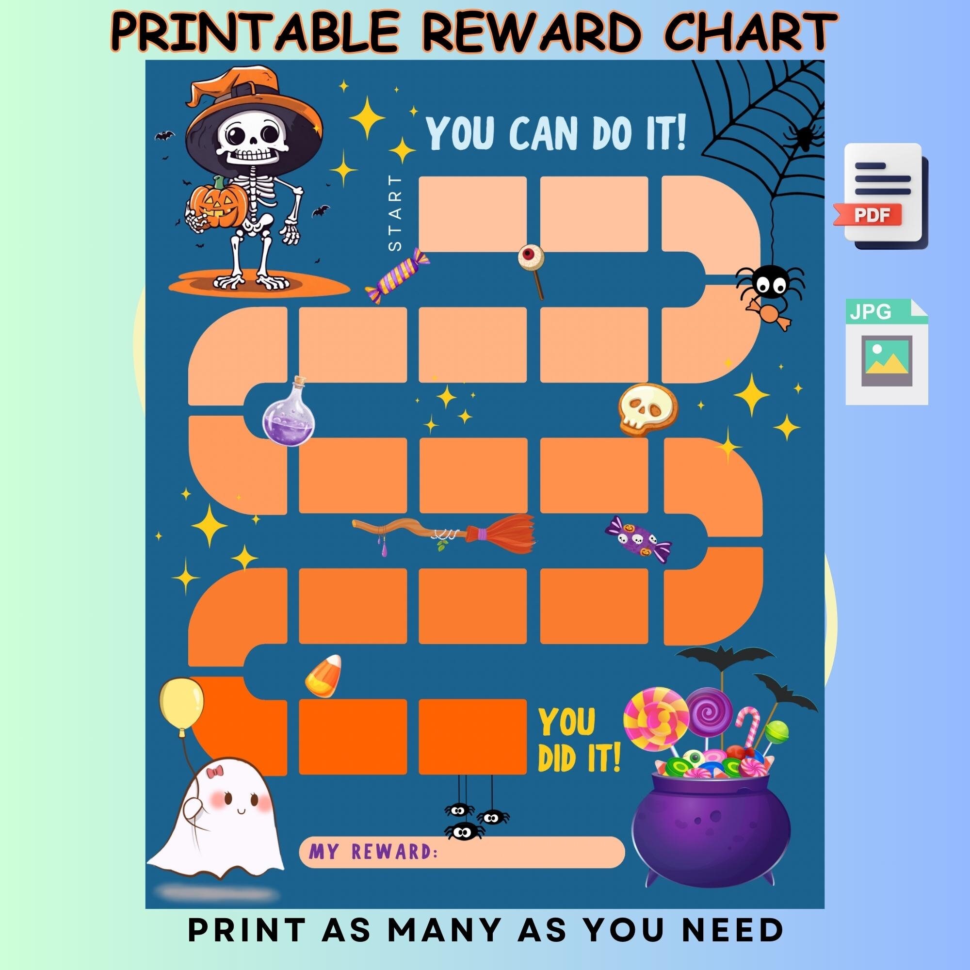 Kids Halloween Reward Chart Printable Halloween Behavior - Etsy