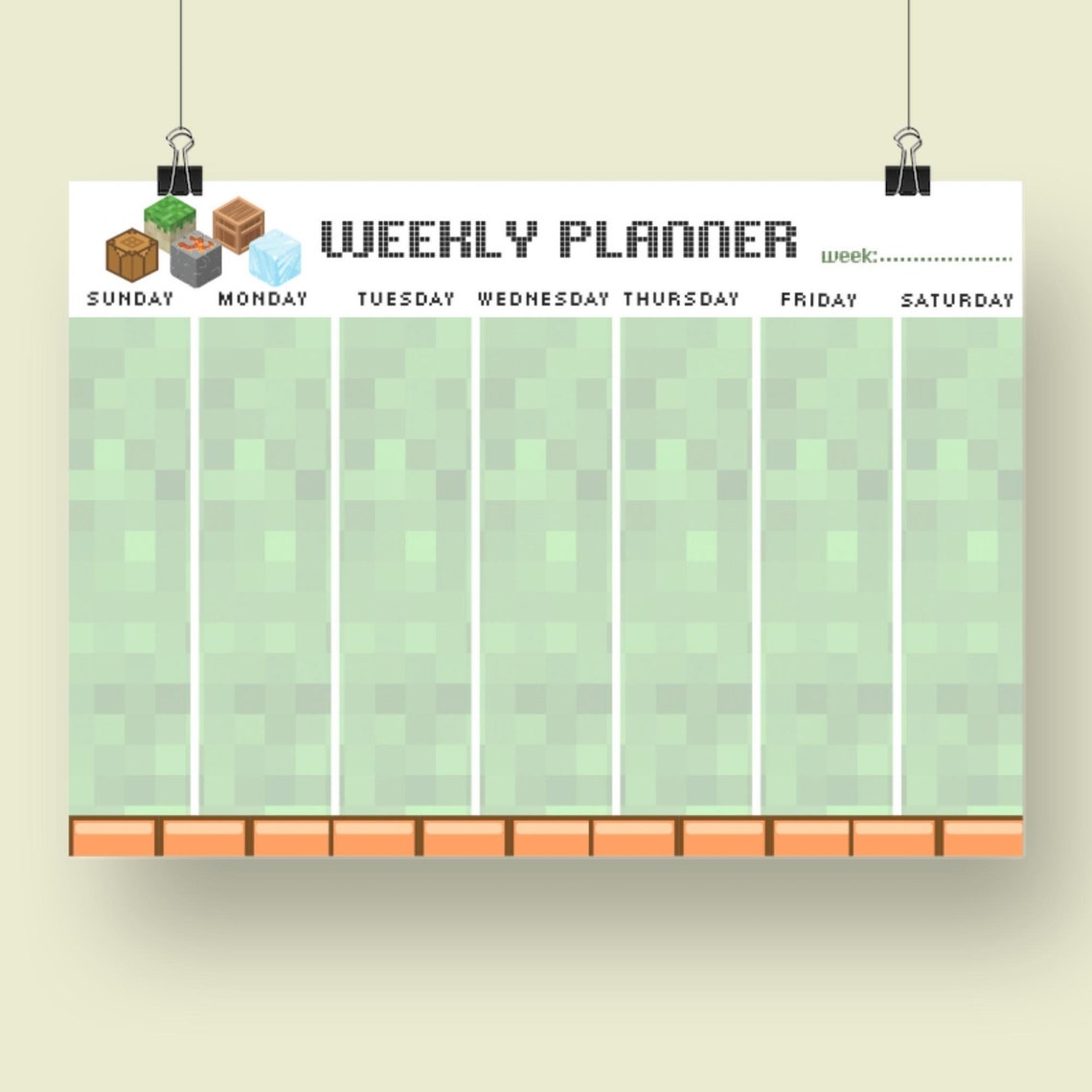 Minecraft Planner, Weekly Planner, Homeschool Planner, Daily Routine ...