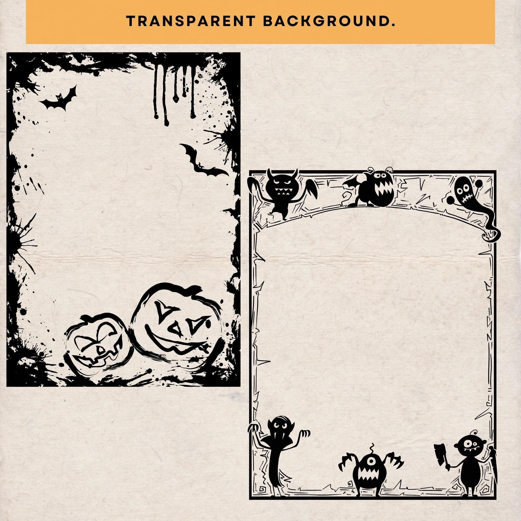 Halloween Printable Black Picture Frames, Transparent Ghost Frames ...