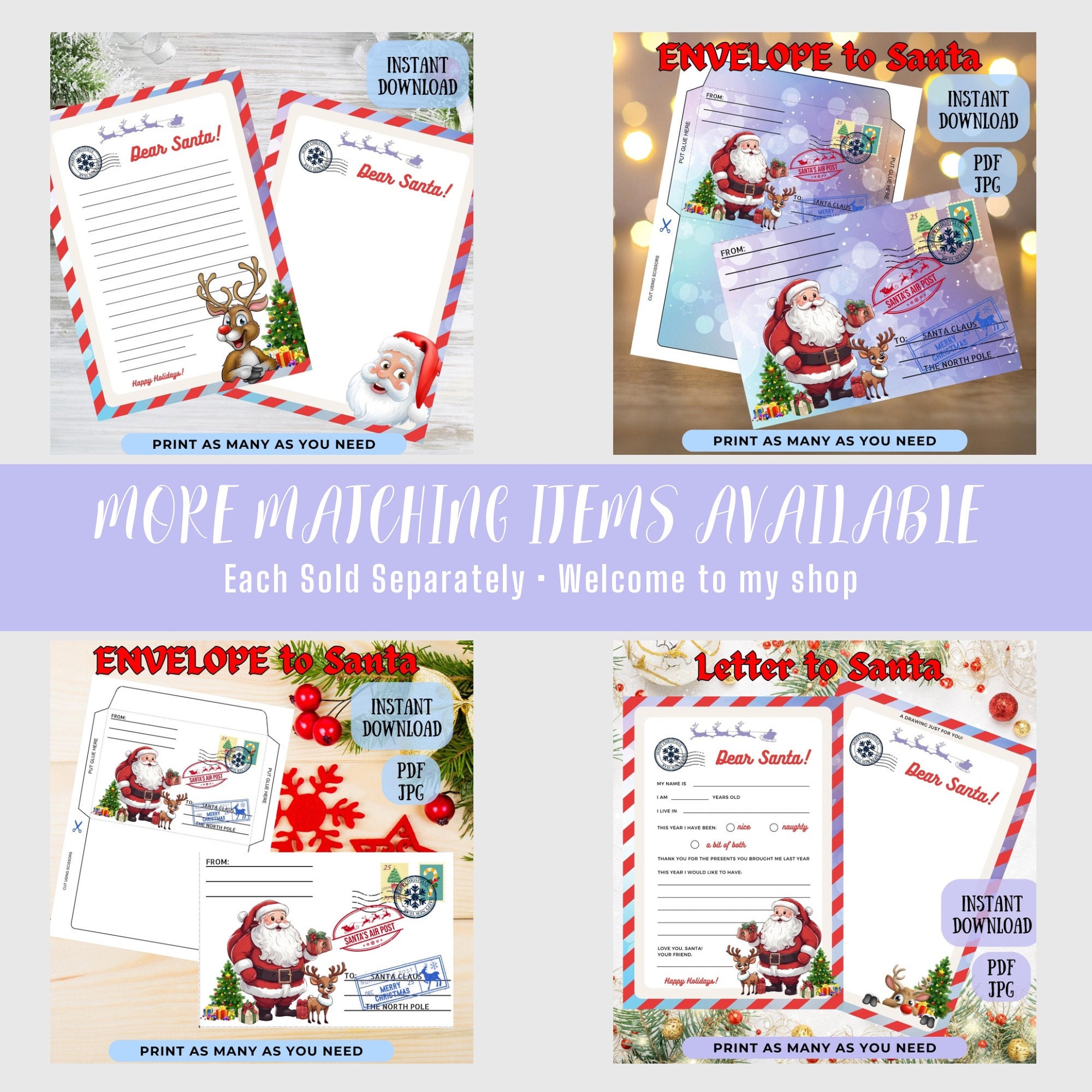 Christmas Santa A5 Letter Writing Paper Cute Xmas Stationery - Etsy