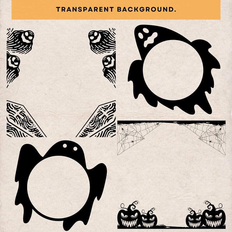 Halloween Printable Black Picture Frames, Transparent Ghost Frames ...