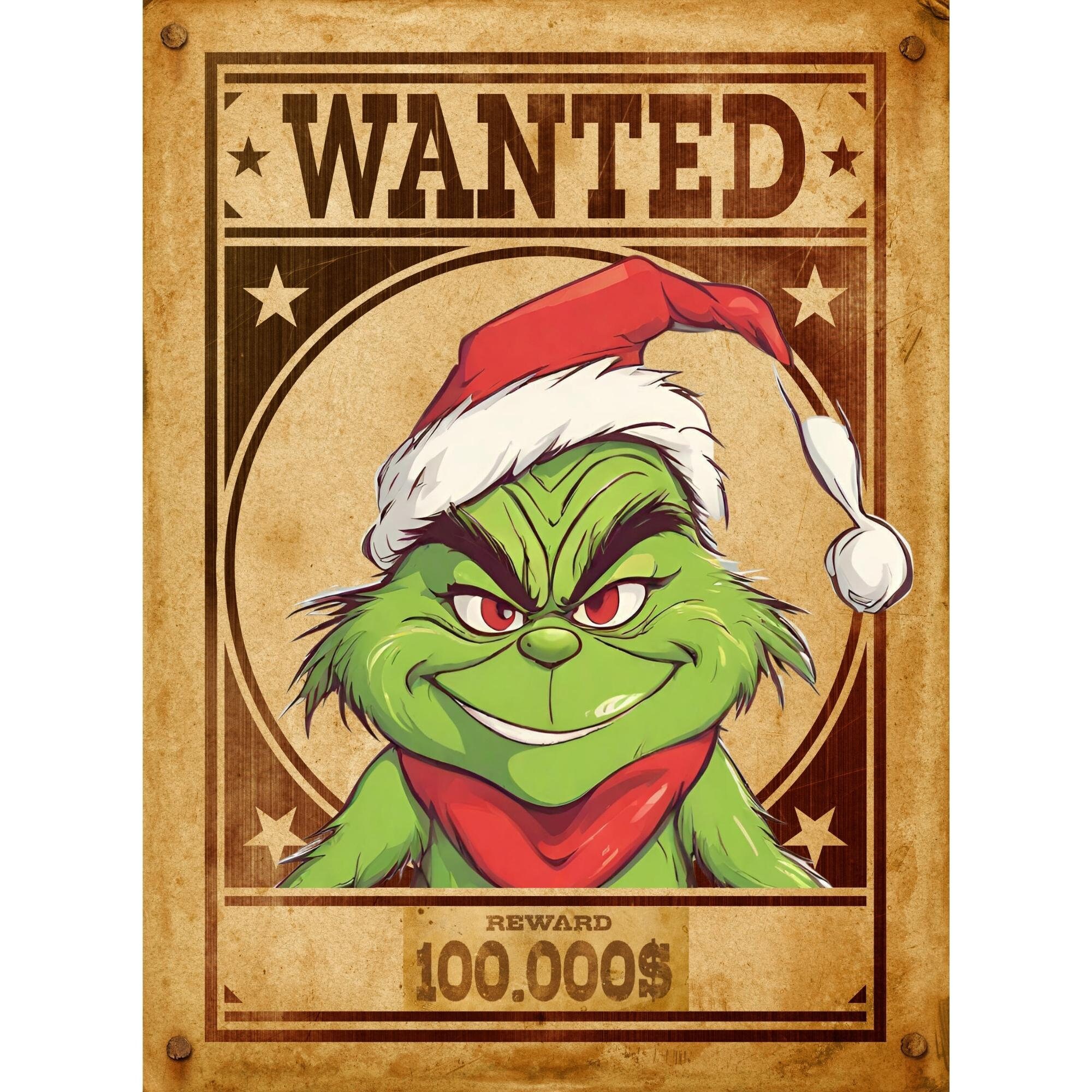 Retro Girinc Wanted PNG, Girinc Face Png, Retro Christmas Png ...