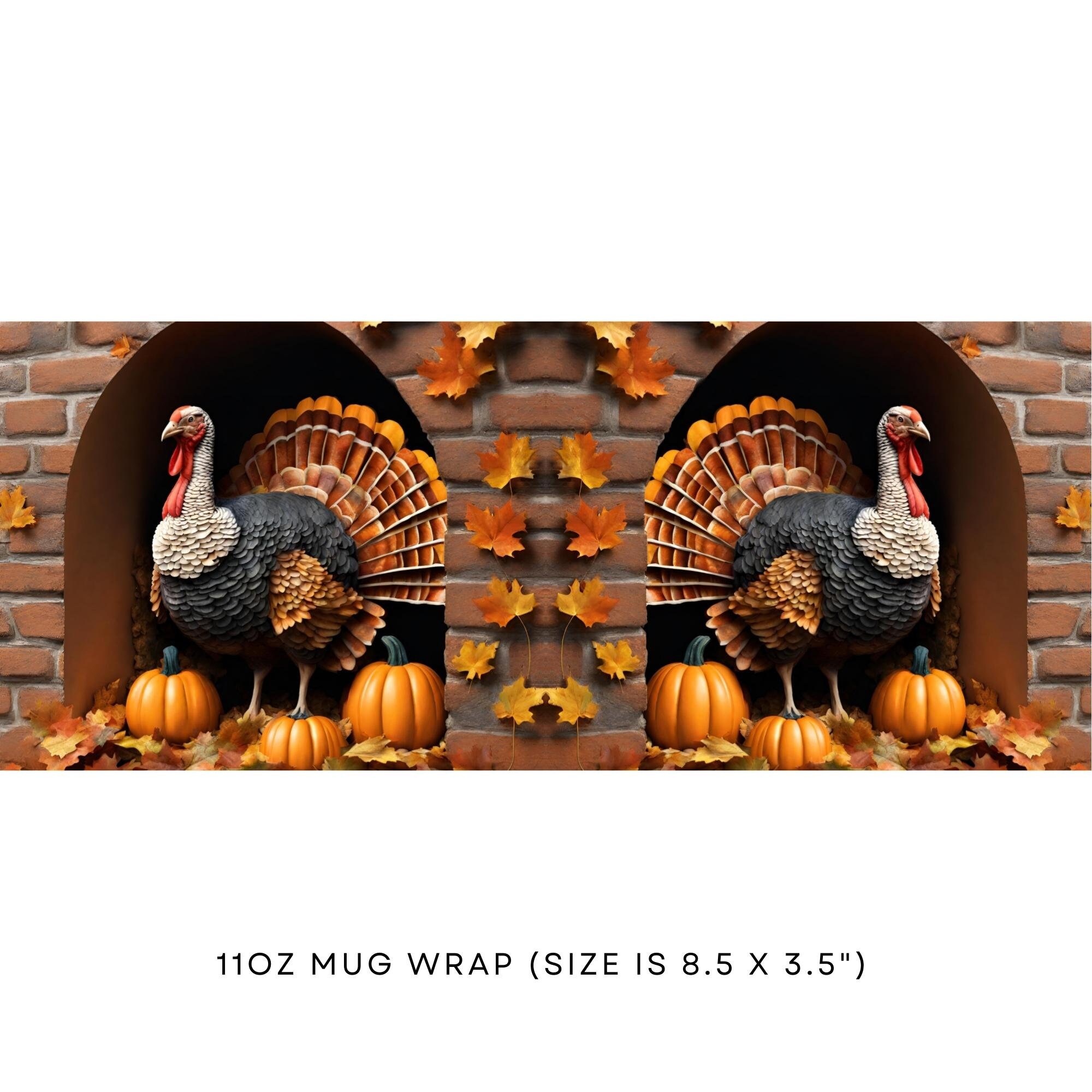 3D Thanksgiving Turkey Mug Wrap PNG 3D Hole in a Wall - Etsy