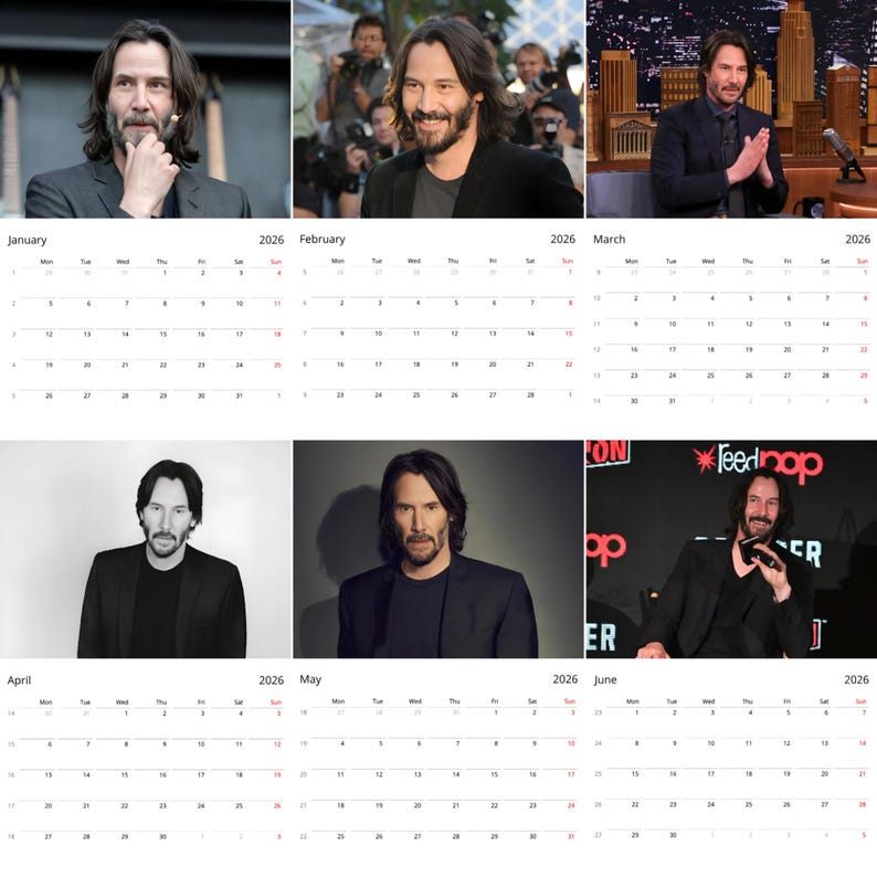 Keanu Reeves 2026 Wall Calendar – Premium Actor Calendar for Fans ...