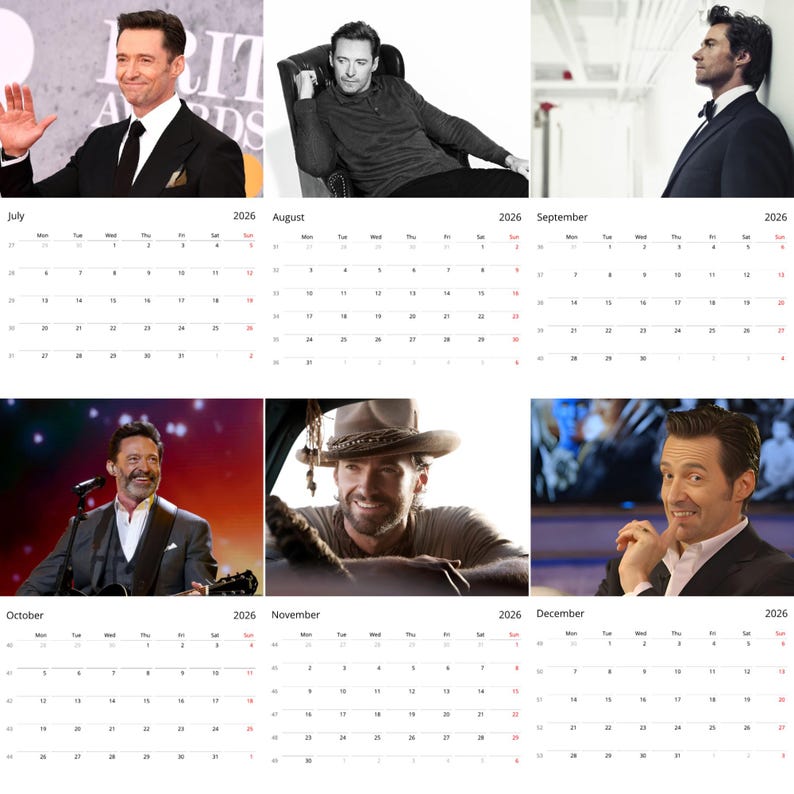 Hugh Jackman 2026 Wall Calendar – Premium Actor Calendar for Fans ...