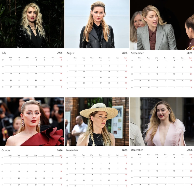 Amber Heard 2026 Wall Calendar (large Calendar) – Celebrity Fan Gift ...