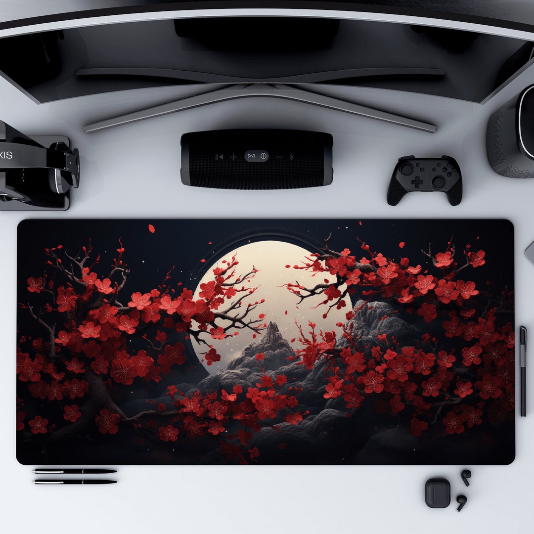 Sakura Japanese Desk Mat, Anime Desk Mat, Gaming Desk Mat, Desk Mat ...