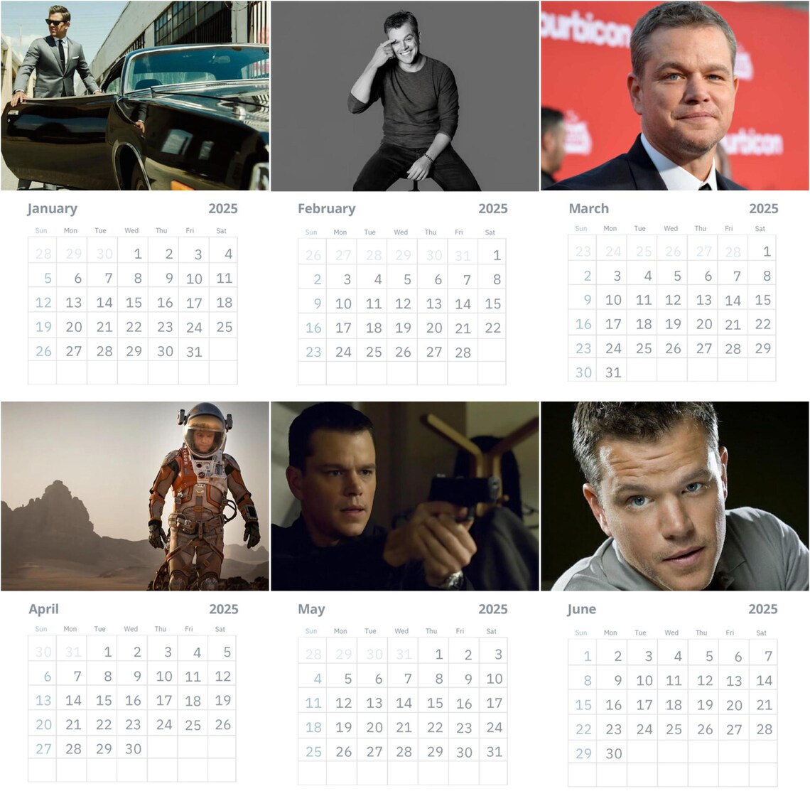 Matt Damon Wall Calendar 2025 Vol 2 Large, Fan Gift - Etsy