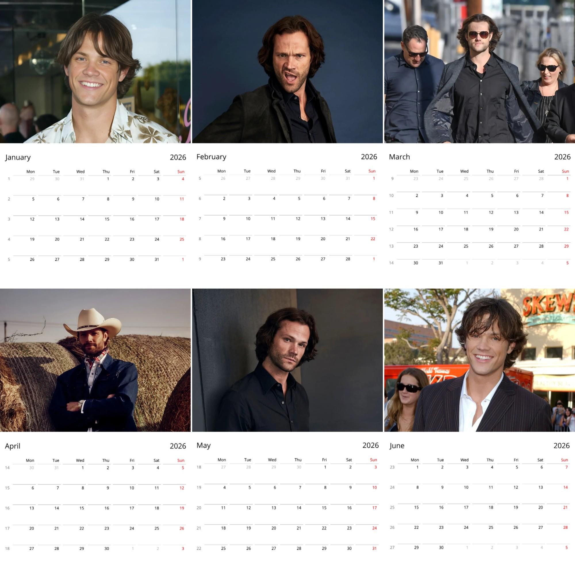 Jared Padalecki 2026 Wall Calendar – Premium Actor Calendar for Fans ...