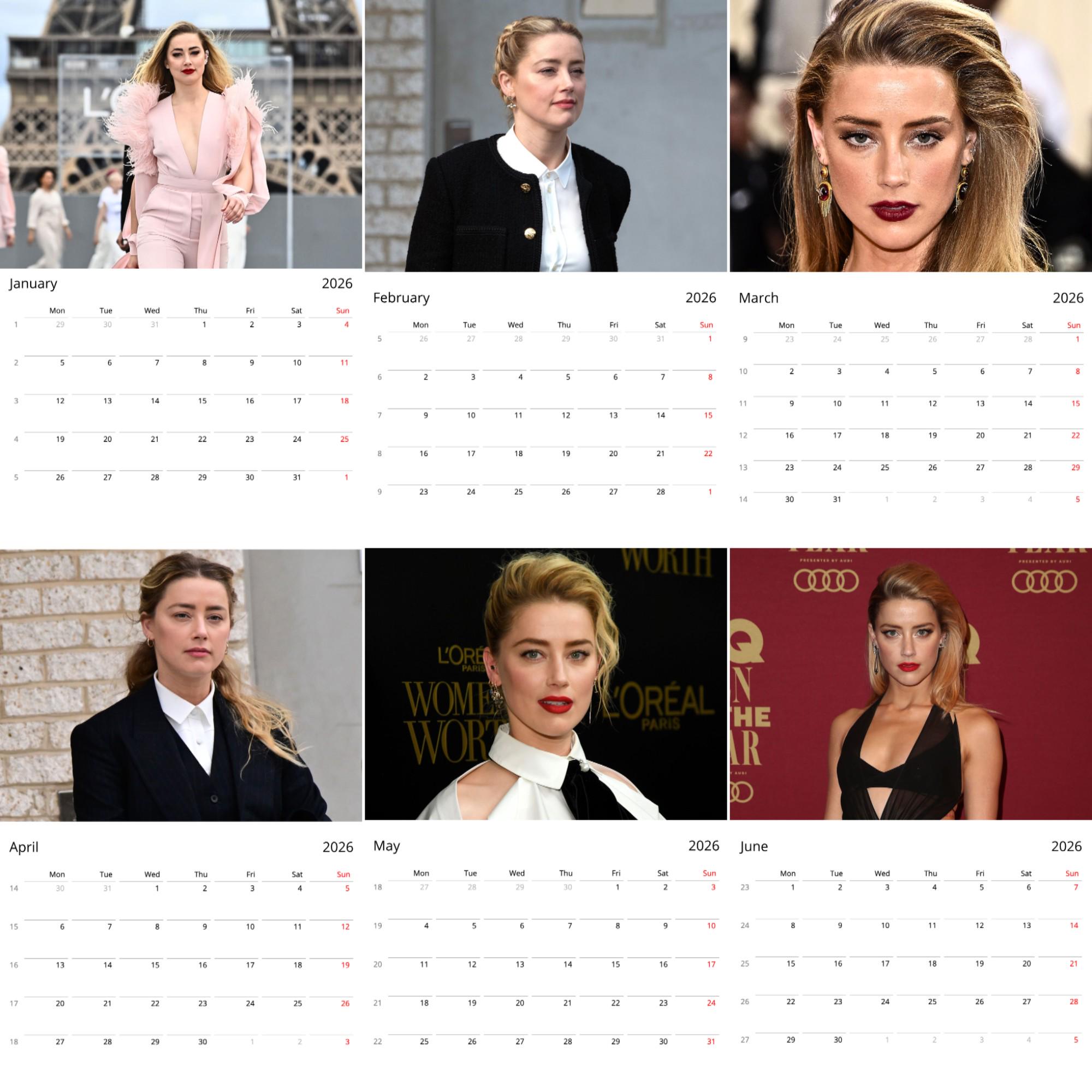 Amber Heard 2026 Wall Calendar (large Calendar) – Celebrity Fan Gift ...