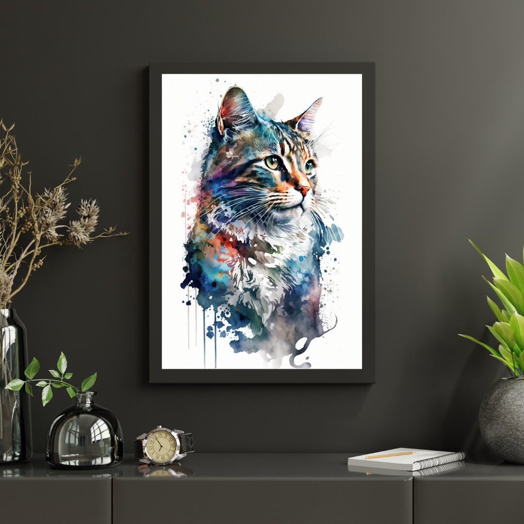 House Cat Art Instant Downloadable Digital Wall Art Download | Multiple ...