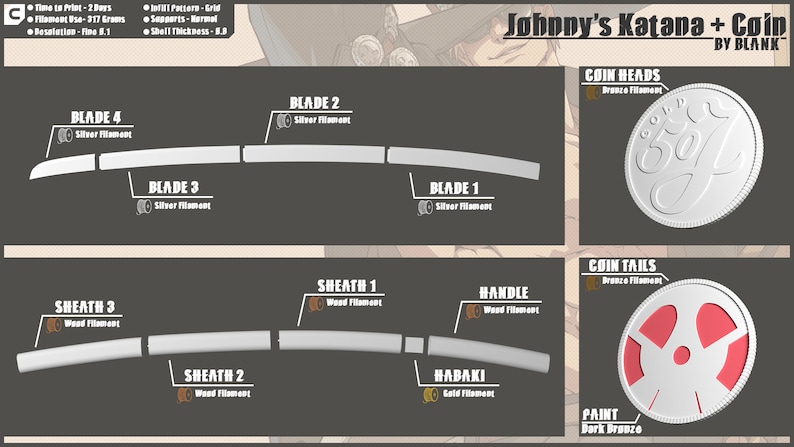 Johnny's Katana and Coin Cosplay Prop | Guilty Gear Strive - Etsy