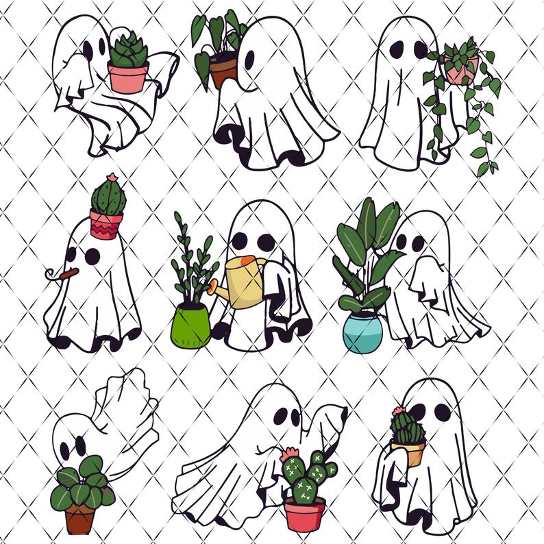 Ghost Plant Png, Ghost Plant Lady Png, Gardening Gift, Halloween Ghost ...