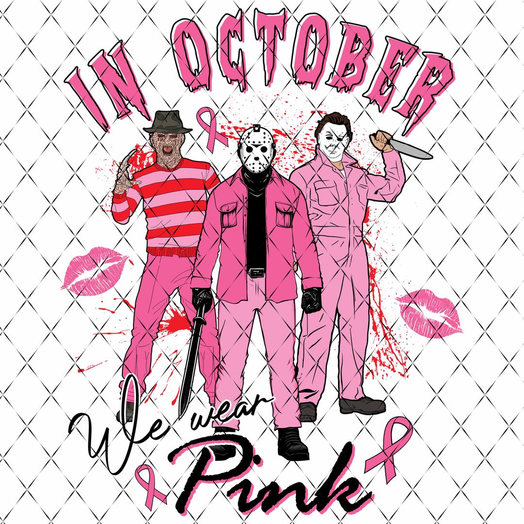 In October We Wear Pink Png, Halloween Horror Png, Breast Cancer Png ...