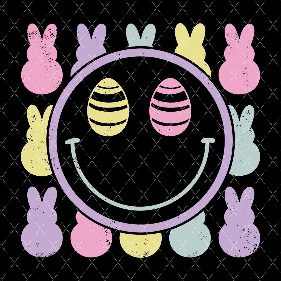 Easter Smiley Face Retro Groovy Png, Easter Eggs Png, Easter Bunny Png ...