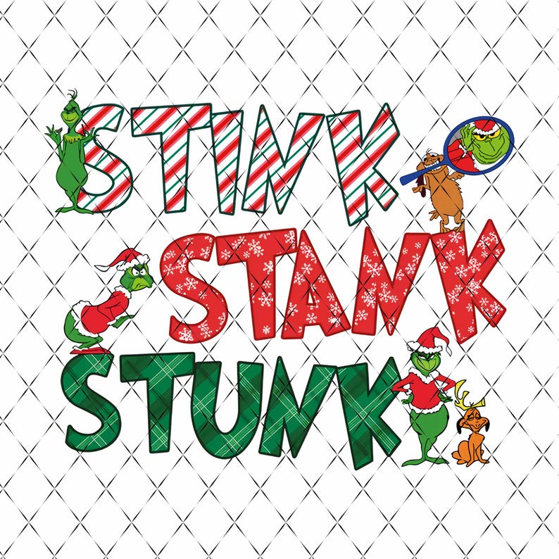 Stink Stank Stunk Png, Merry Gricmas Png, Retro Christmas Png ...