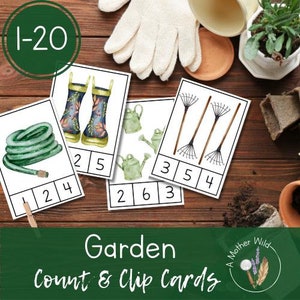 Garden Themed Count and Clip Cards, Numbers 1-20, Montessori Homeschool ...