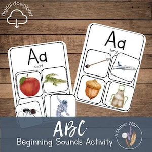 ABC Beginning Sound Matching Activity, ABC Letter Game, Homeschool ...