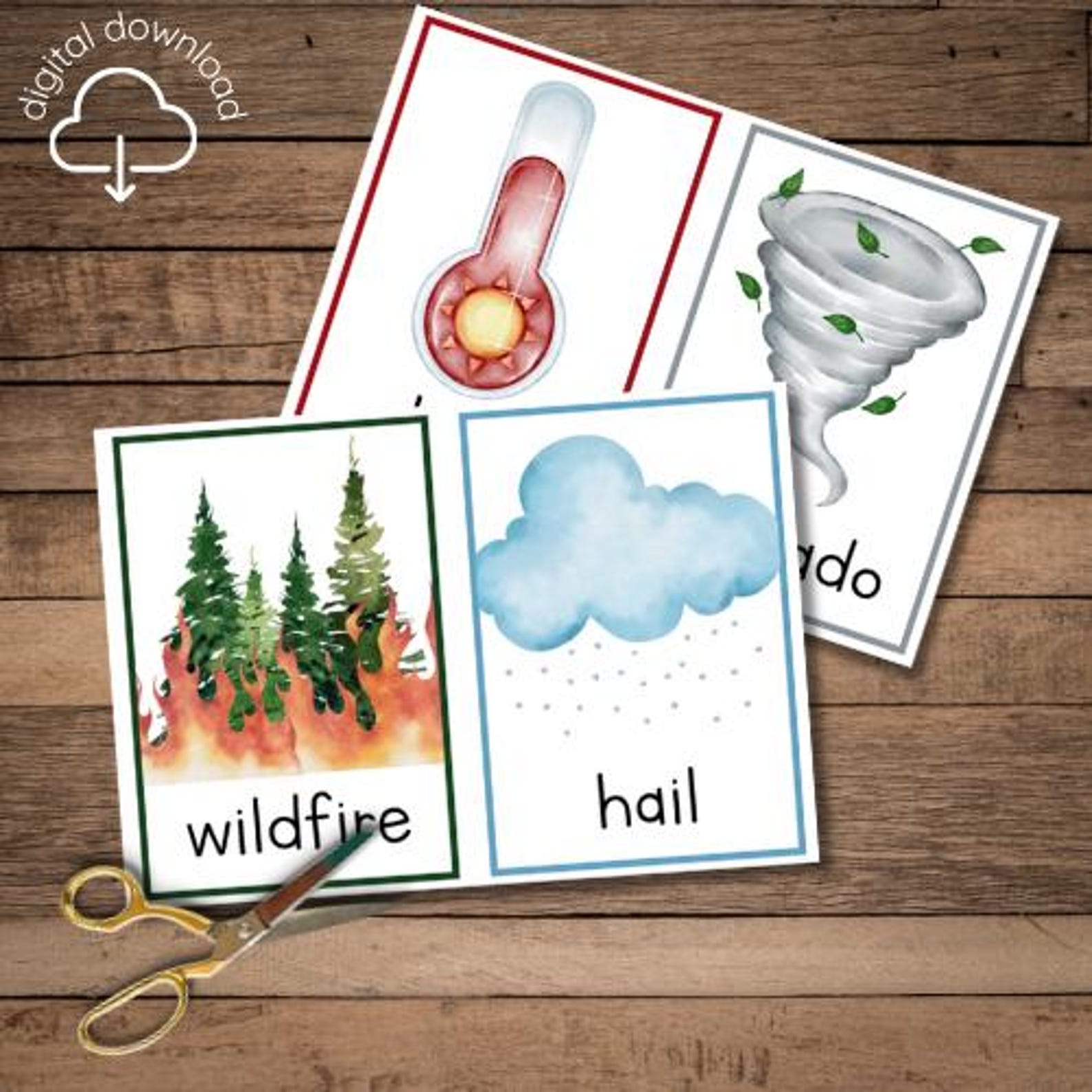 Weather Flashcards, Weather Vocabulary Study, Homeschool Montessori ...
