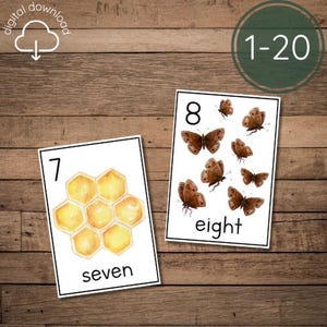 Nature Themed Number Flashcards 1-20, Homeschool Montessori Printable ...