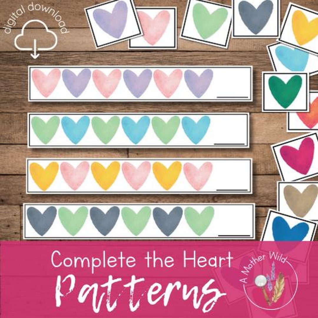 Complete the Heart Patterns, Valentine's Day, Toddler Preschool ...