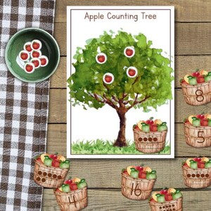 Apple Counting Math Activity, Toddler Preschool Number Learning ...